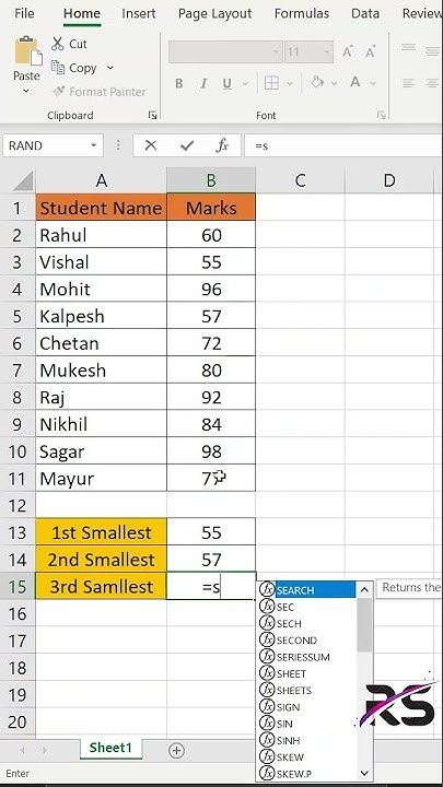 Find 1st, 2nd and 3rd Smallest Value in Excel | SMALL Function in Excel - YouTube