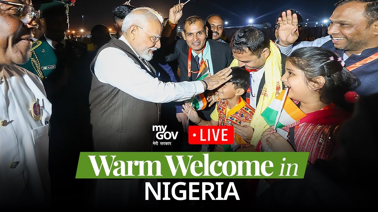 LIVE: PM Modi arrives to a warm welcome in Nigeria - YouTube