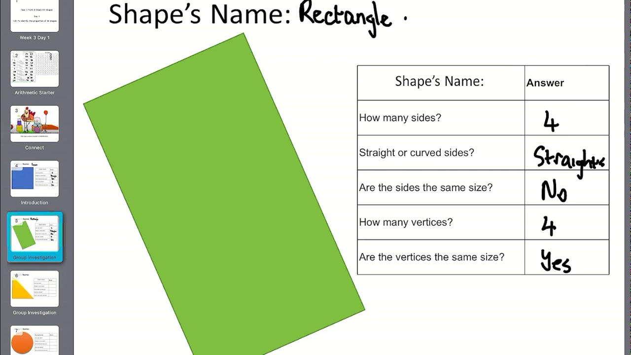 Year 1 Term 2 Week 03 Day 1 - 2d shape properties - YouTube