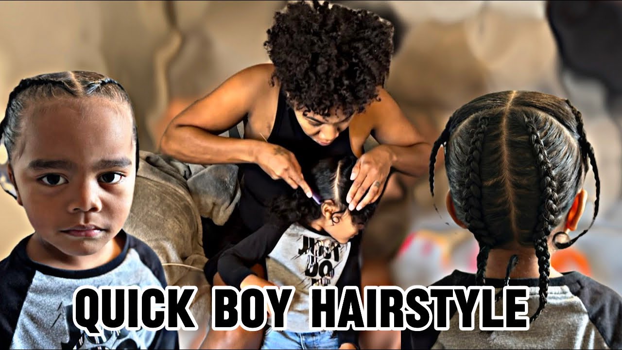 Braiding My Toddlers Hair~ Quick Boy Hairstyle - YouTube