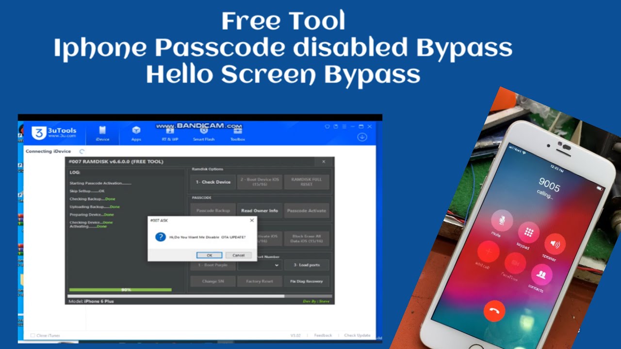 iPhone 6 Plus passcode disable bypass with free tool #007RAMDISK ...