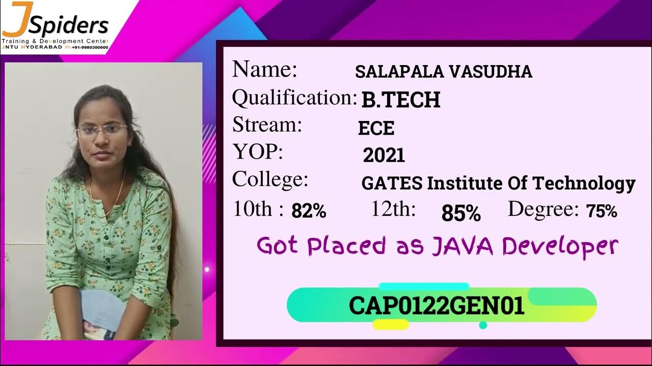 Congratulations Salapala Vasudha placed as Java developer - YouTube