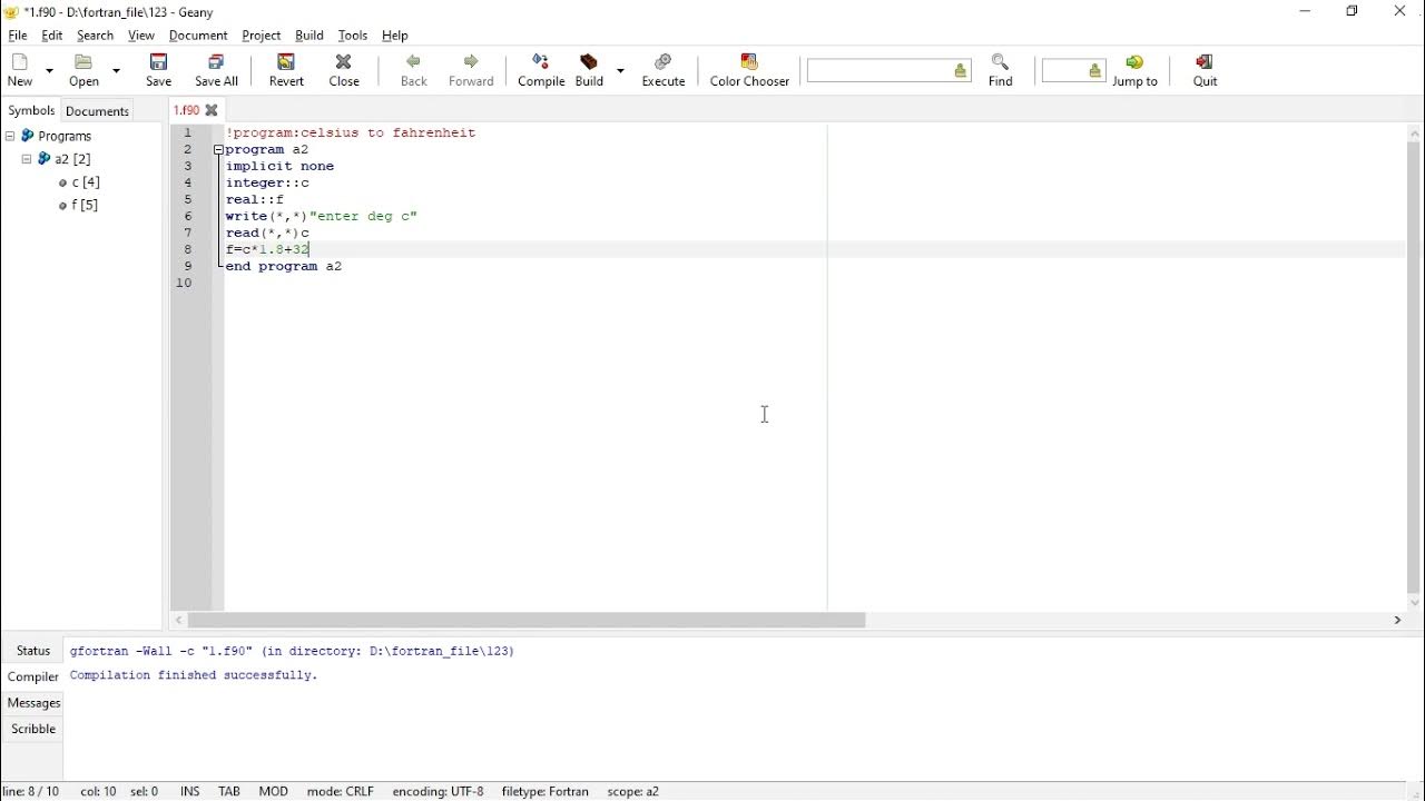 celsius to fahrenheit in fortran #fortran_basic#mechanical_engineering - YouTube