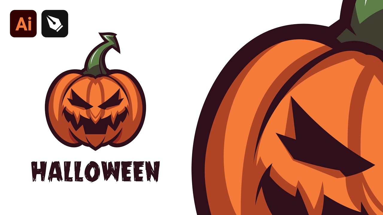 Sketch to vector design in Illustrator | Halloween Pumpkin - YouTube