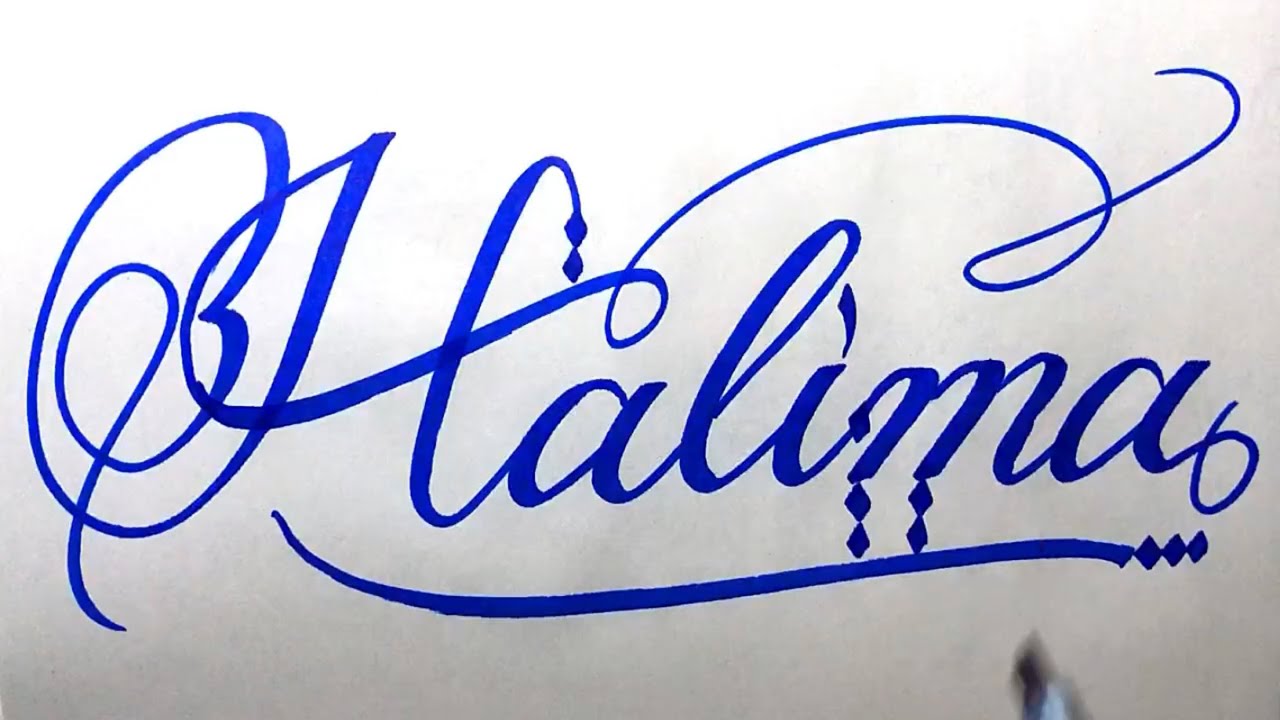 Halima Name Signature Calligraphy Status | How to Cursive write with ...