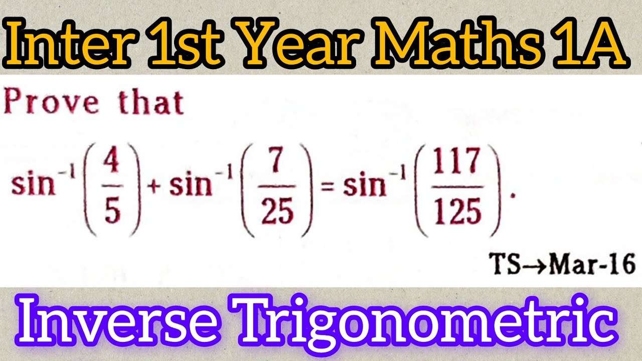 Inter 1st Year Maths 1A Inverse Trigonometric functions@maths naresh ...