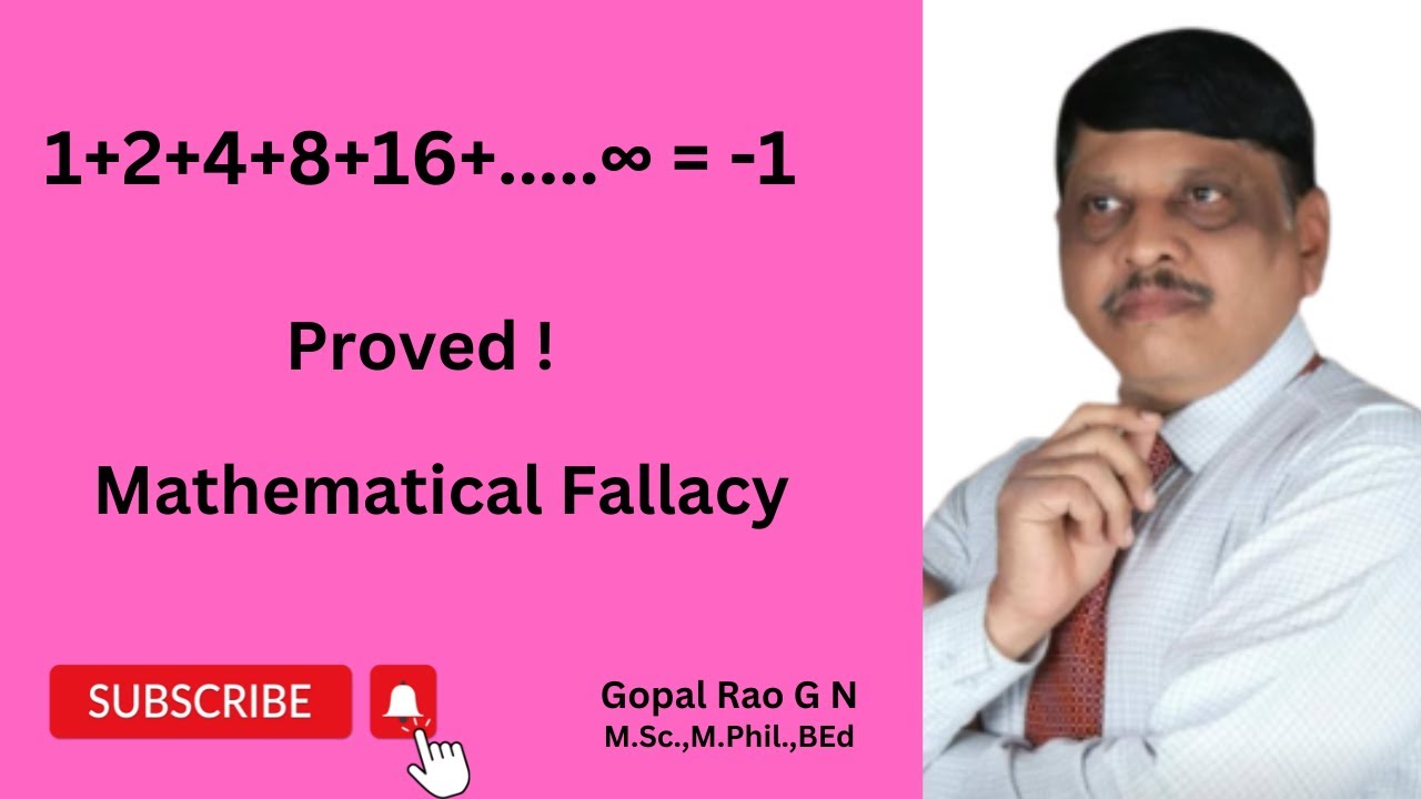 Proof: 1+2+4+8+16+........…..+infinity = -1 | Mathematical Fallacy ...