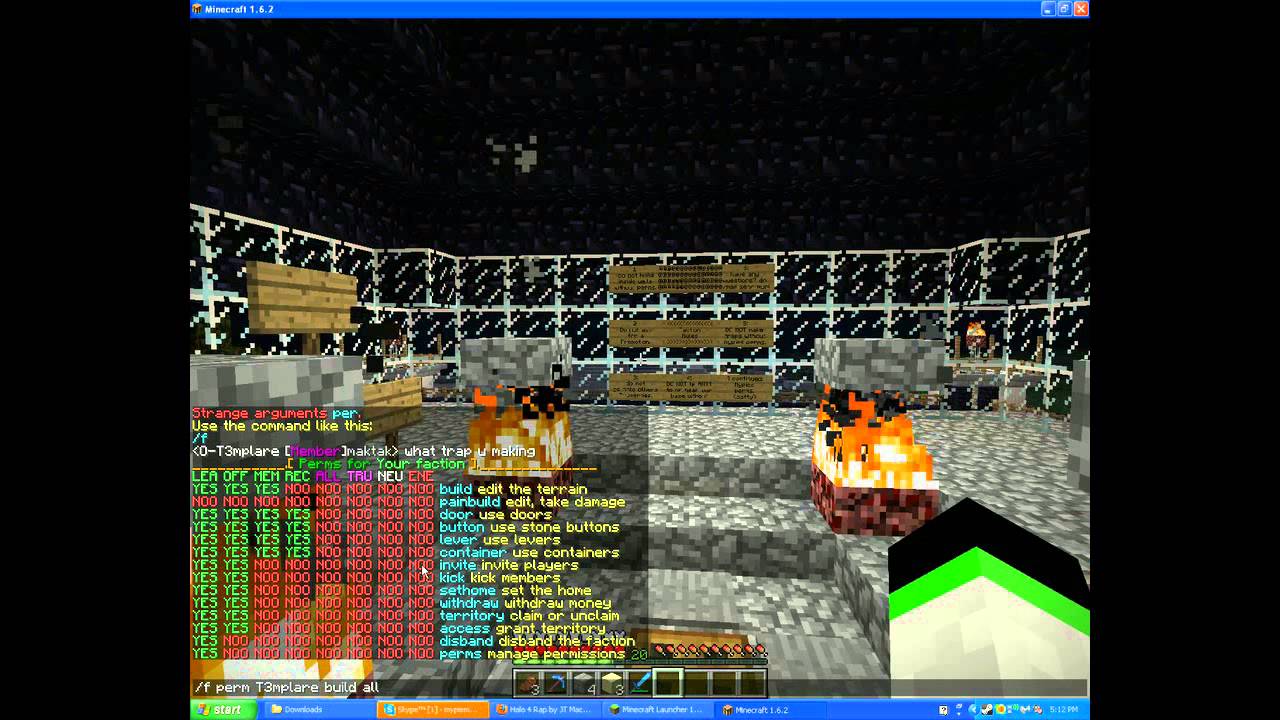Minecraft 1.6 Faction, How to use /f perm command. - YouTube