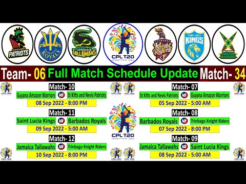 CPL T20 Full Schedule 2022 | Caribbean Premier League T20 CPL 2022 ...