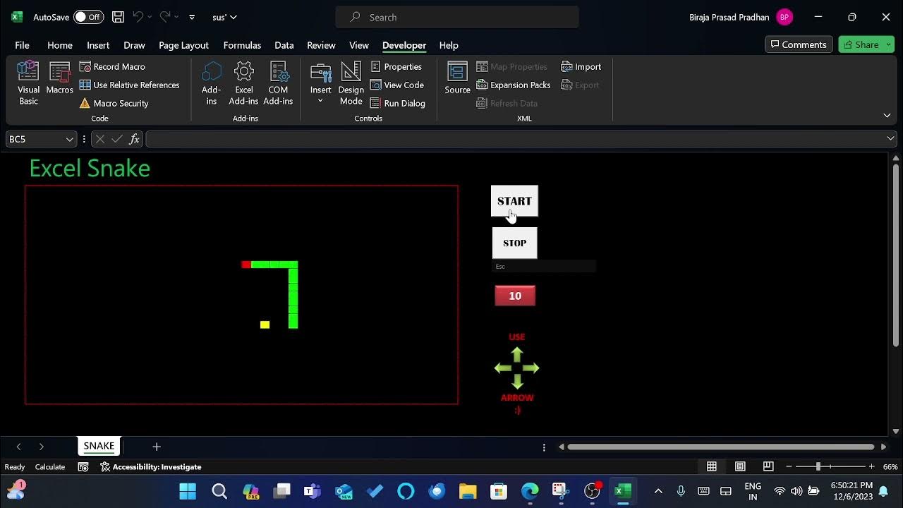 Excel Snake - YouTube