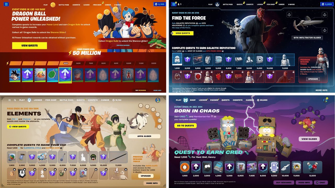 All Fortnite Mini Battle Passes - YouTube