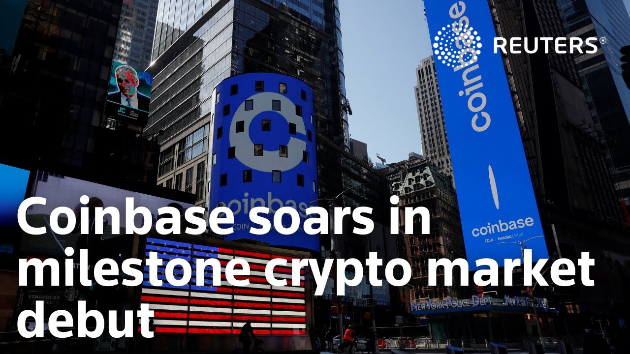 Coinbase soars in milestone crypto market debut - YouTube