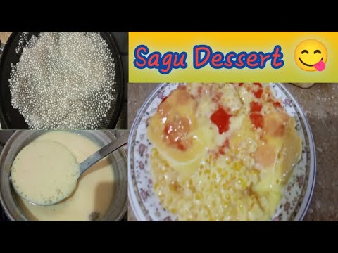Sagu Dessert Recipe | Sagu Custard Recipe | Bachy Khush Ho Gaey ...