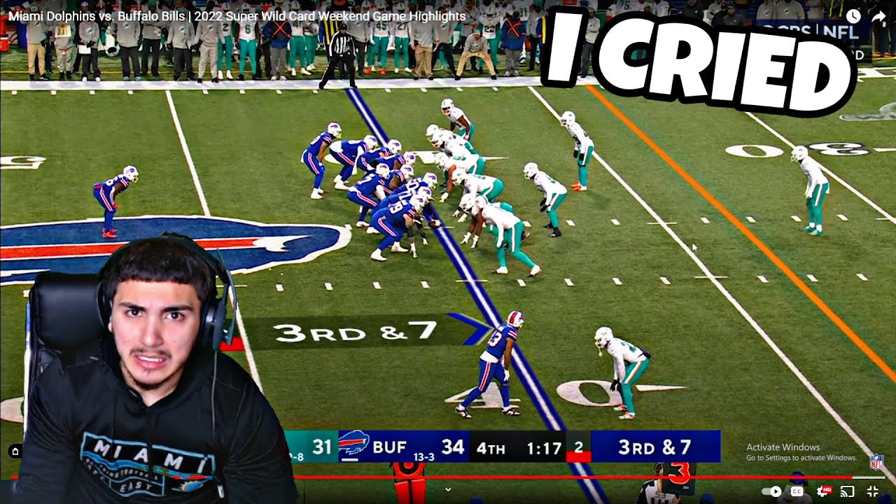 Miami Dolphins Fan CRIES Reacting To Dolphins Vs Bills 2022 Wild Card ...