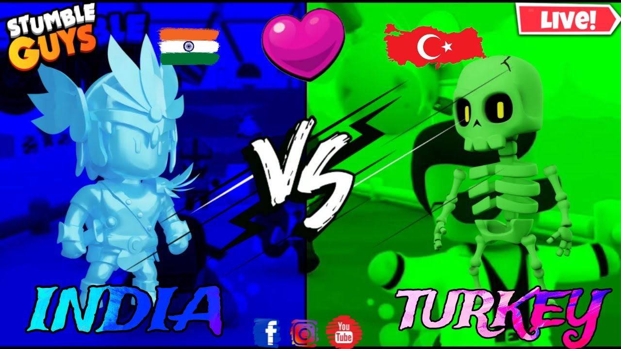 India 🆚 Turkey Country Versus 🥶 | Stumble Guys Live - YouTube