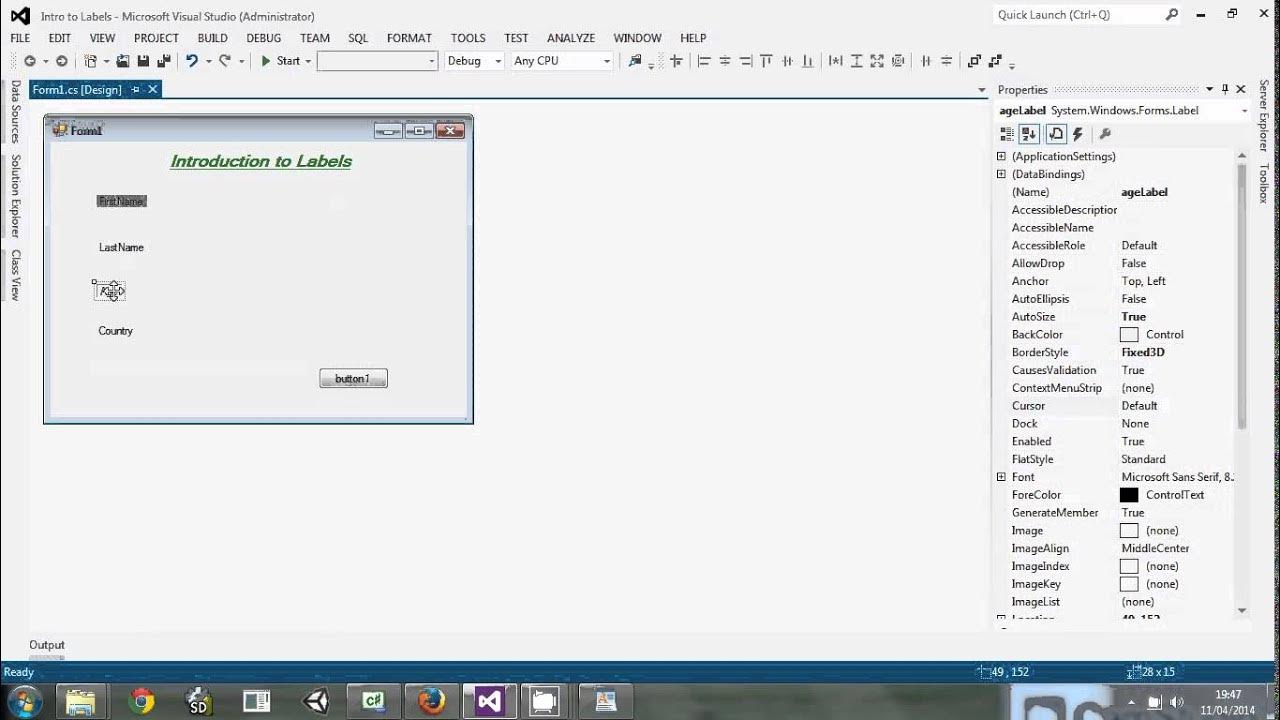C# beginners Tutorial : How to use Labels video (ProgrammingWizards ...
