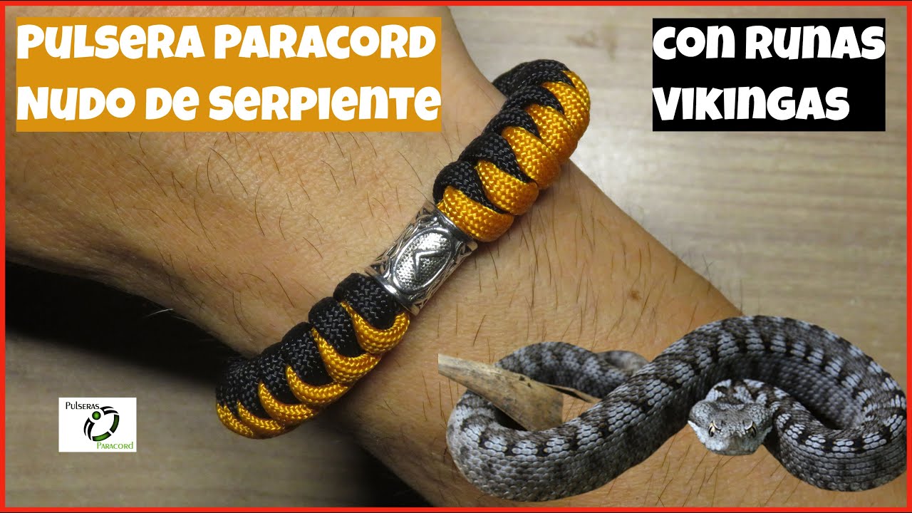 Pulsera Paracord Facil NUDO DE SERPIENTE con Runa Vikinga - Paracord ...