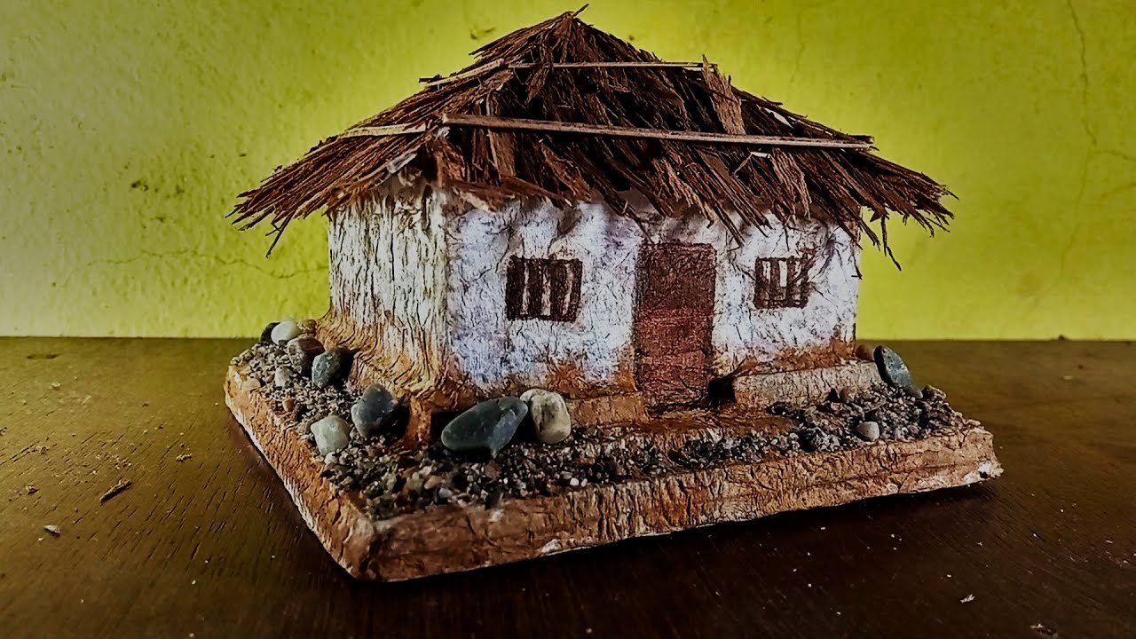 DIY | Village Hut | Indian Style | Easy craft making Tutorial video ...