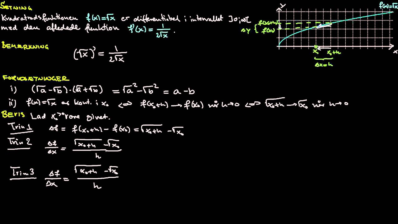 Bevis: Differentiation af kvadratrod. - YouTube