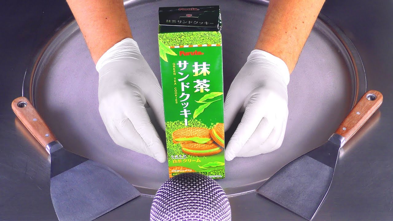 ASMR - Matcha Green Tea Cookies Ice Cream Rolls | Furuta Cookies ...
