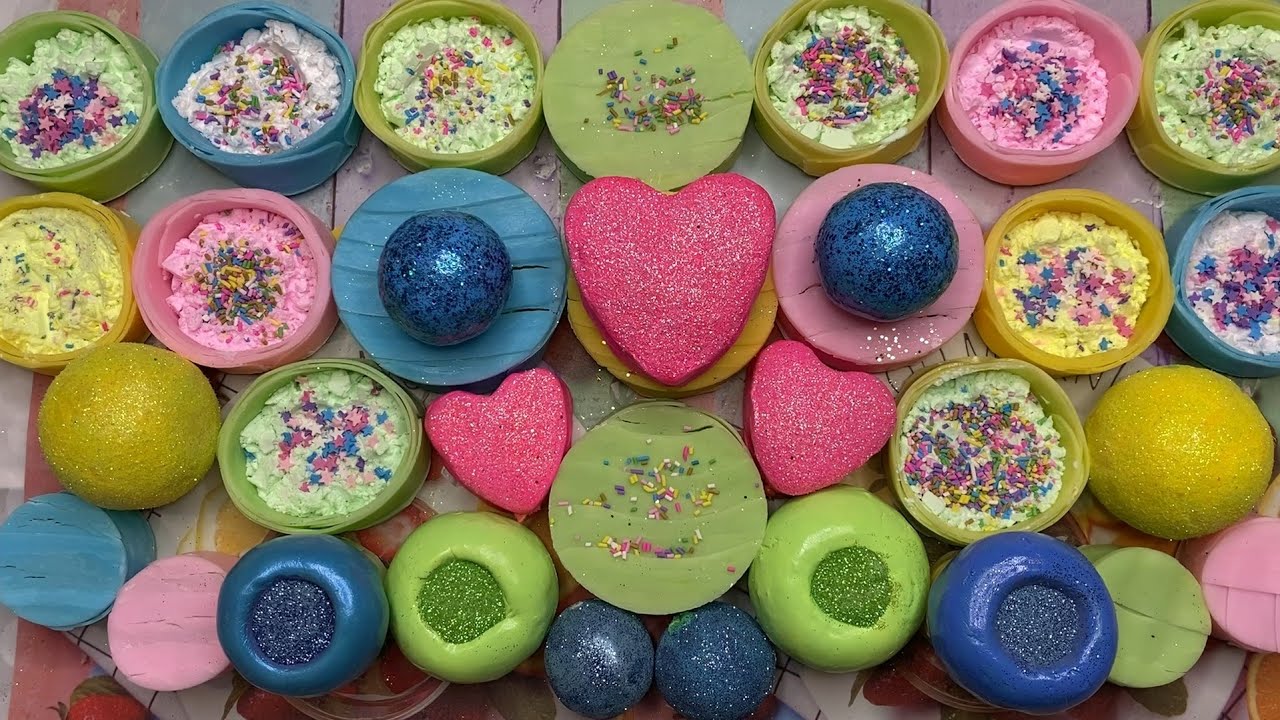 Crushing crumbling soap💓💙Clay cracking light plasteline🔵🦋Glitter boxes ...