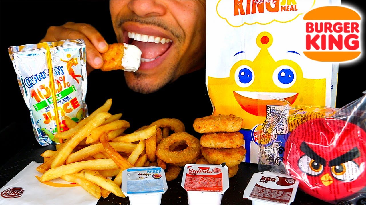 ASMR | BURGER KING KIDS MEAL | CHICKEN NUGGETS FRIES ONION RINGS ...