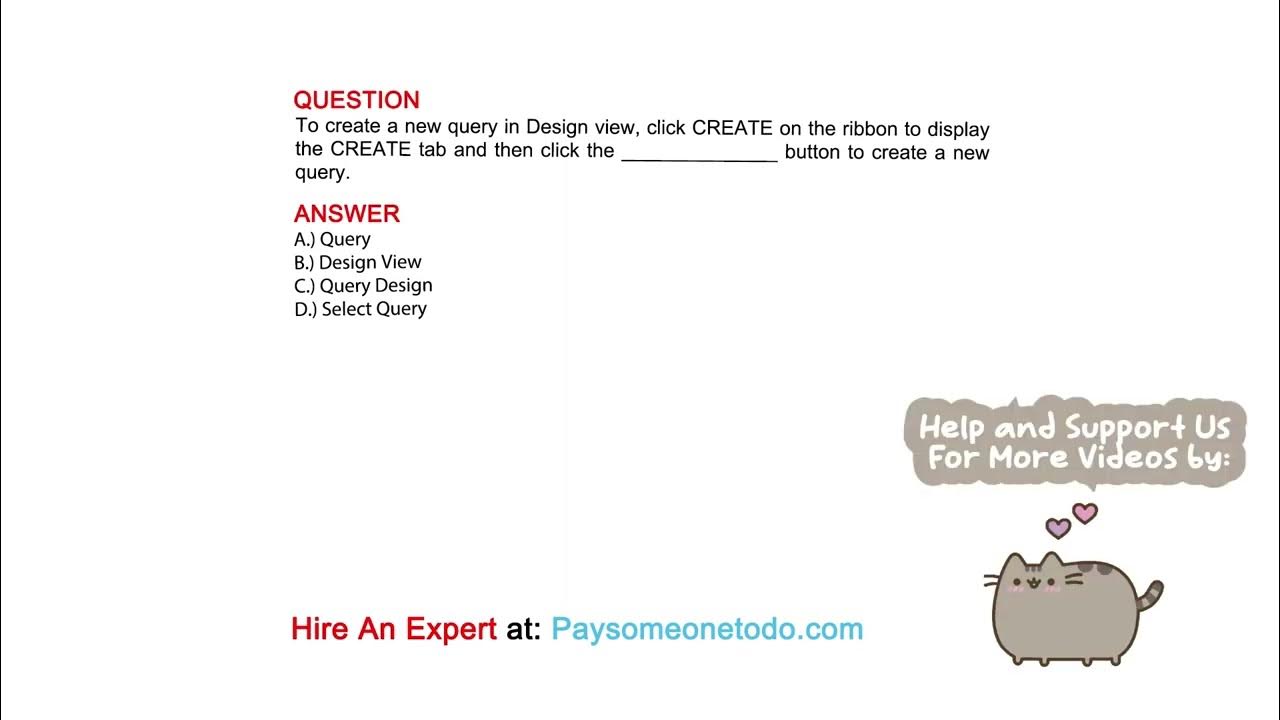 To create a new query in Design view, click CREATE on the ribbon to display the CREATE tab ...