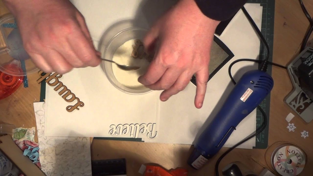 Using embossing powder to colour wood. - YouTube