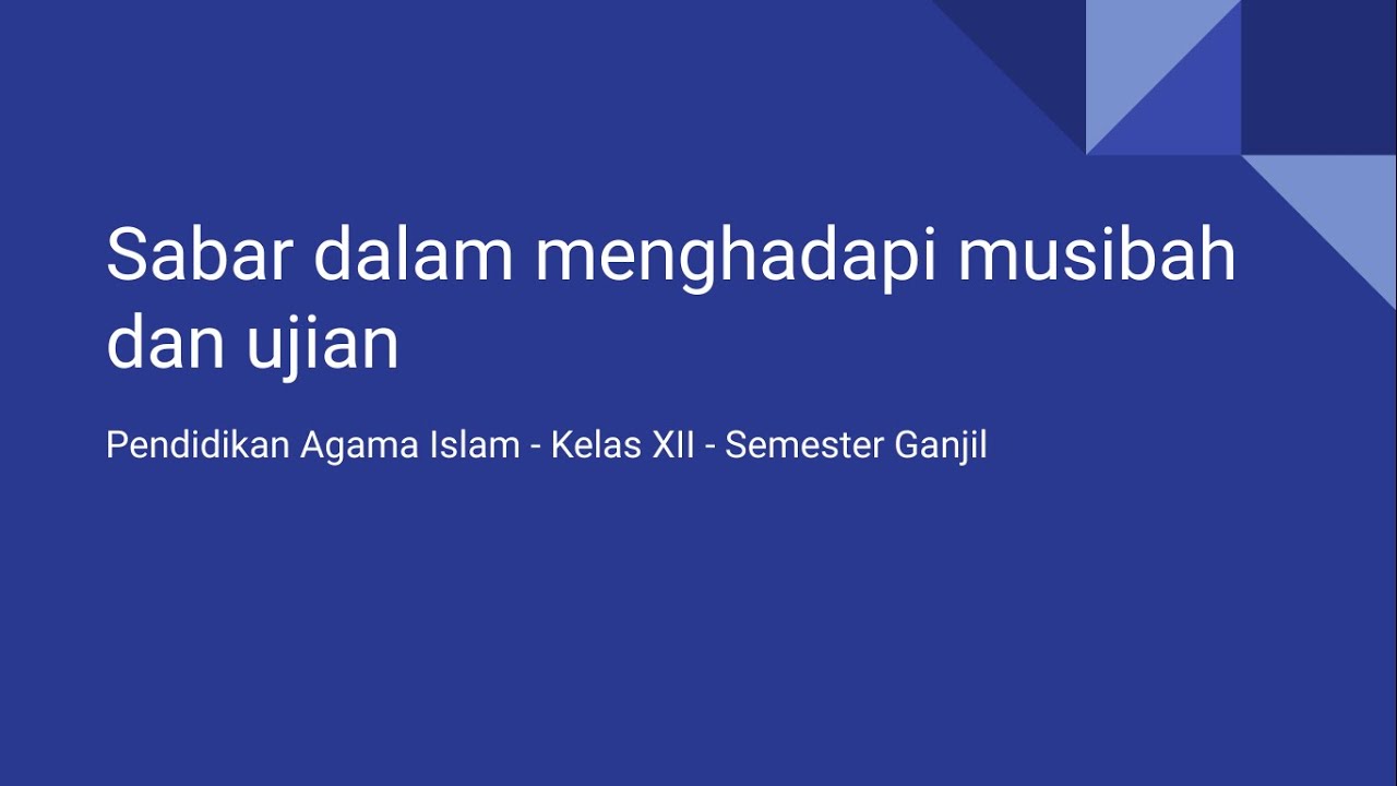 Sabar dalam menghadapi musibah dan ujian - YouTube