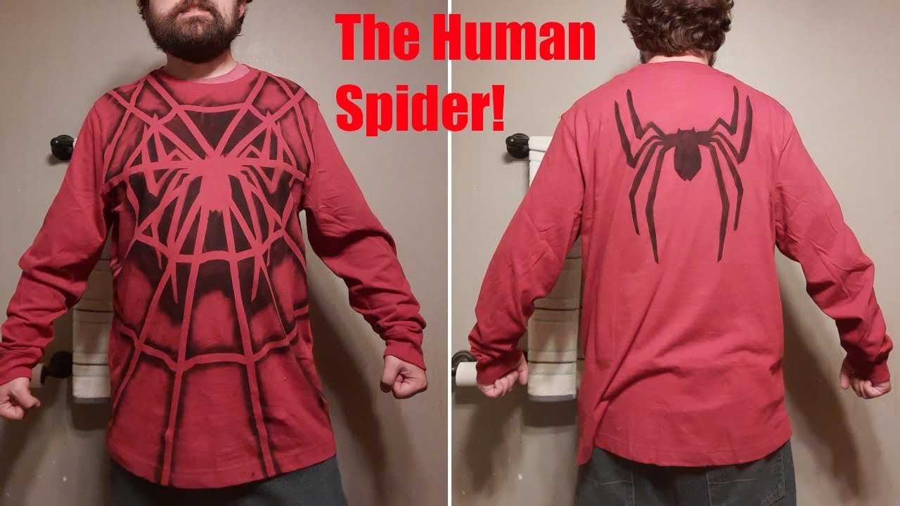 Airbrushing a Human Spider shirt! (Spider-Man Wrestling Costume) - YouTube