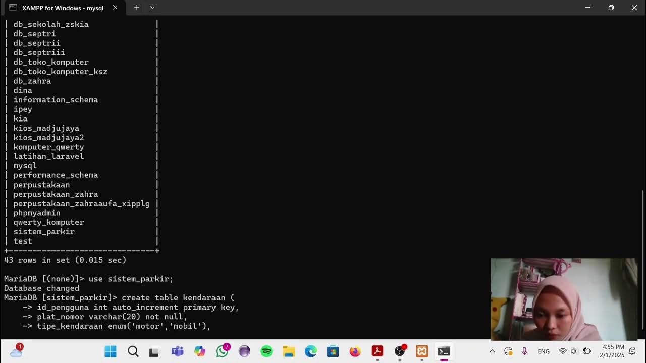 Membuat Database dan Tabel melalui CMD pada XAMPP server || XI PPLG A ...