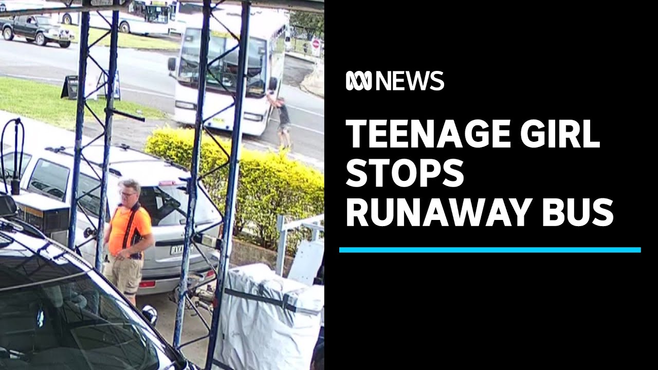 Teenage girl saves runaway school bus from hitting petrol station in ...