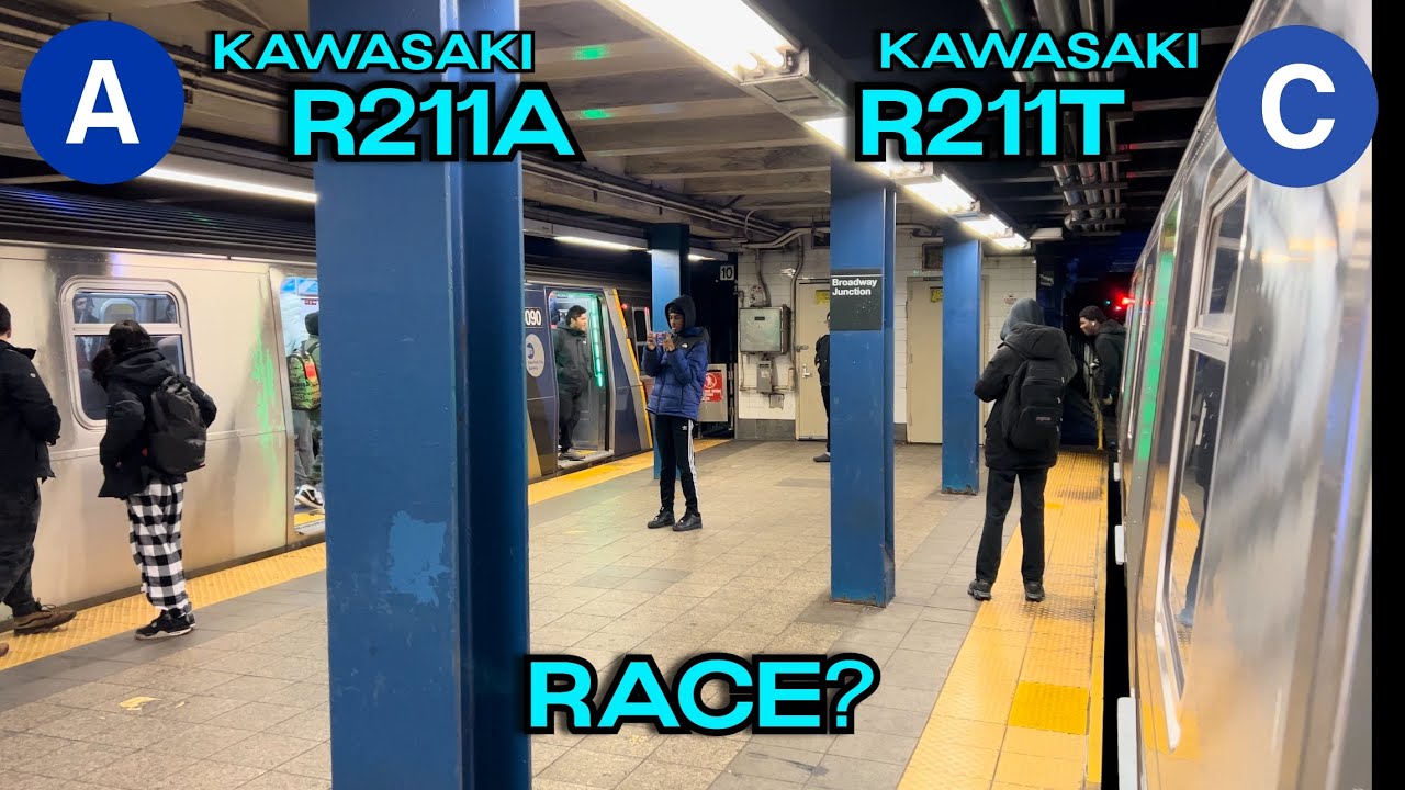 NYC Subway: R211T races a R211A at Broadway Junction on the A and C ...