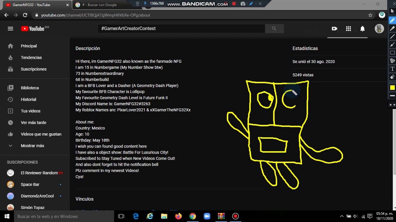Drawing Myself in Bandicam :,D - YouTube