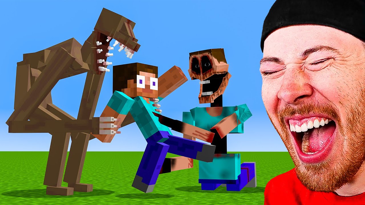 Minecraft Steve VS HORROR MOBS! FUNNIEST ANIMATIONS - YouTube