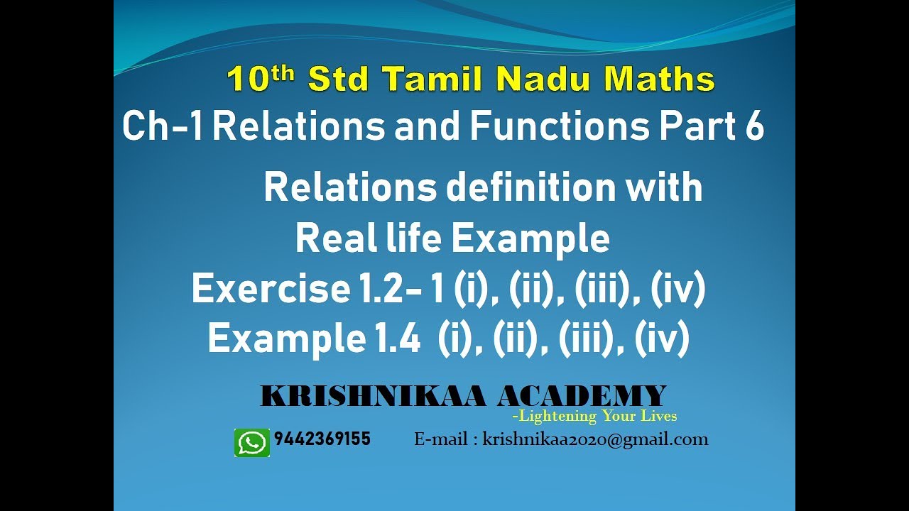 10th Std TN Maths Ch-1 Relations Definition with Real Life Example ...