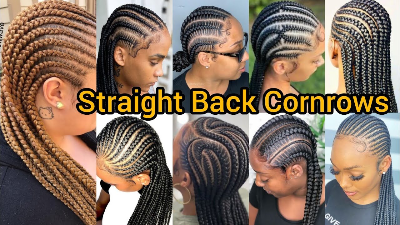 Elegant Straight Back Cornrow Braids | All back half Cornrow Braids ...
