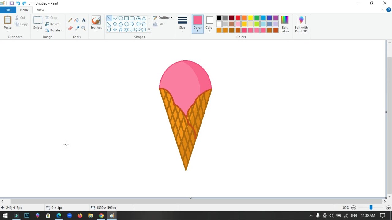How to draw a Con Ice Cream using MS Paint | How to draw on your ...
