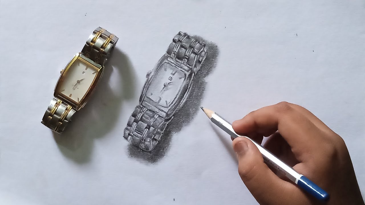 How to draw a realistic hand watch drawing #pancil skech# Susovan art🥰🥰 ...
