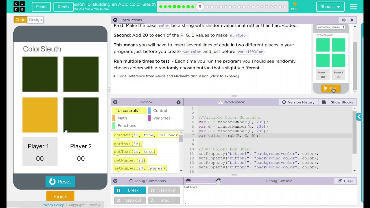 Unit 5 - Lesson 10 #9: You Try It - Make A Random Color - YouTube