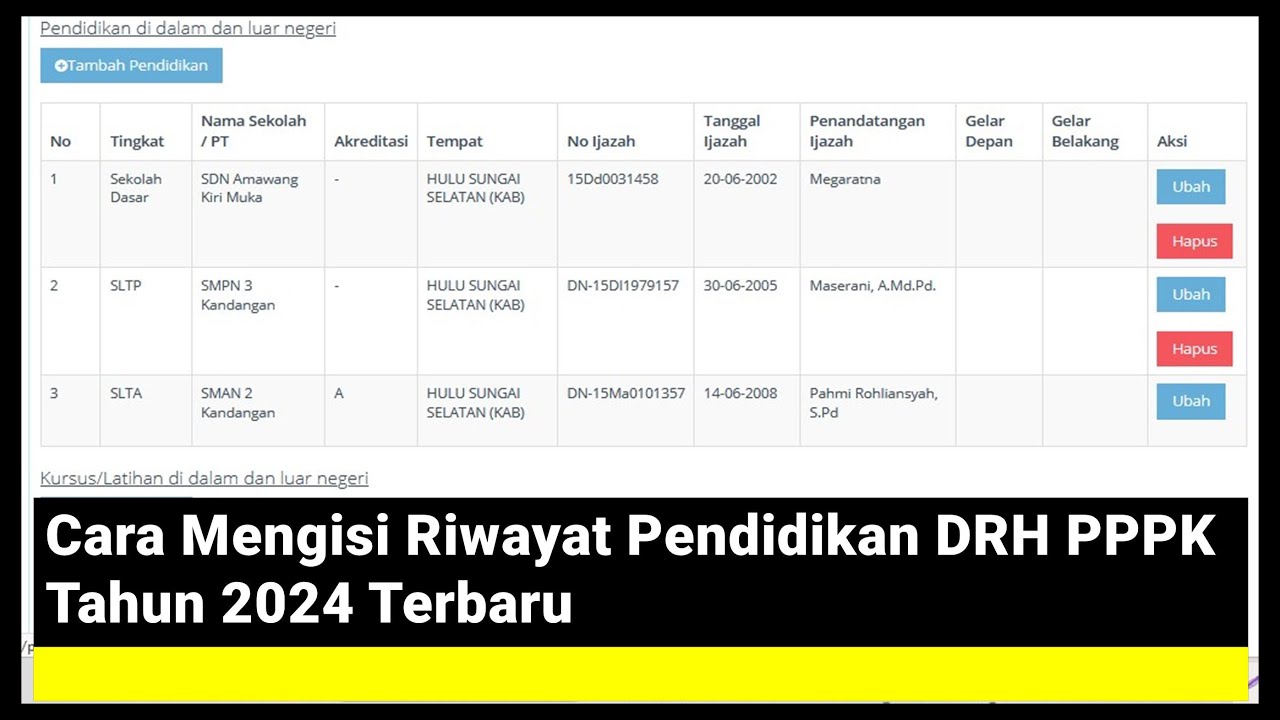 🔴Cara Mengisi Riwayat Pendidikan DRH PPPK Tahun 2024 Terbaru - YouTube