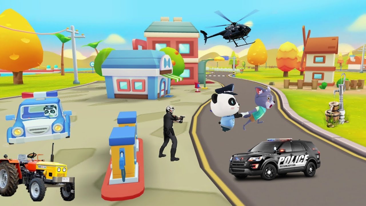 baby panda police car | Officer panda arrest dangerous criminal - YouTube