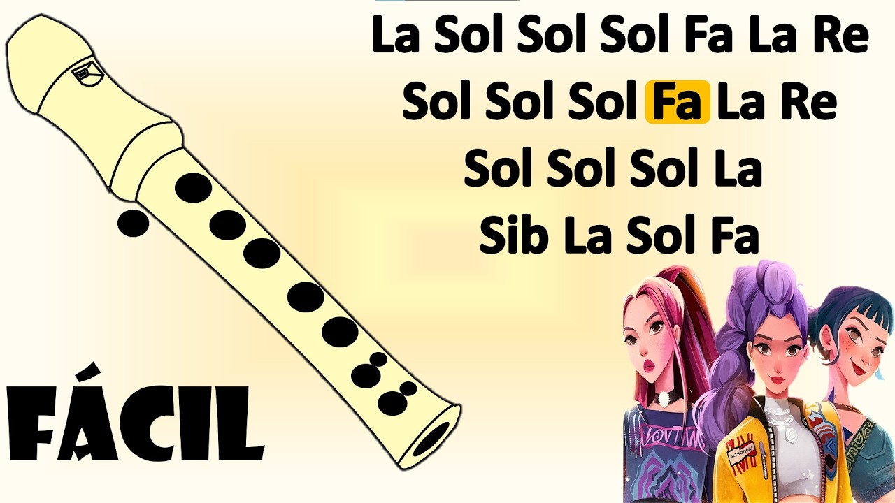 Las guerreras K-pop - Golden *_* flauta dulce fácil, tutorial con animación, canción fácil - YouTube
