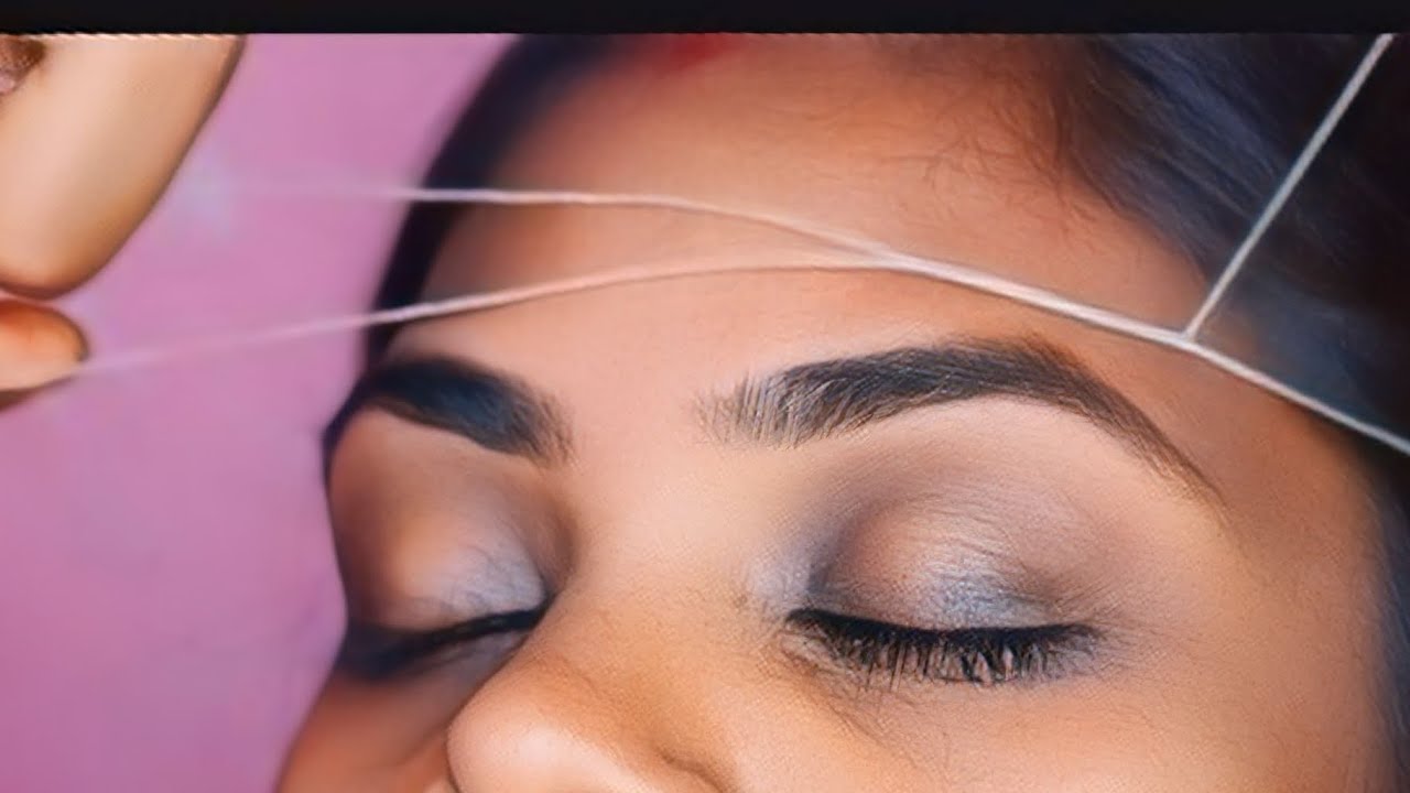 Thick to thin eyebrow/ perfect shape of eyebrow threading tutorial ...