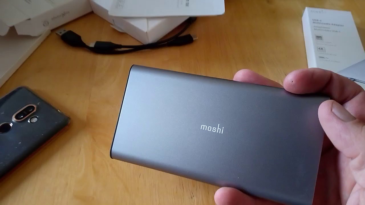 Moshi ionslim 10K mAh powerbank and USB-C multimedia adapter unboxing ...