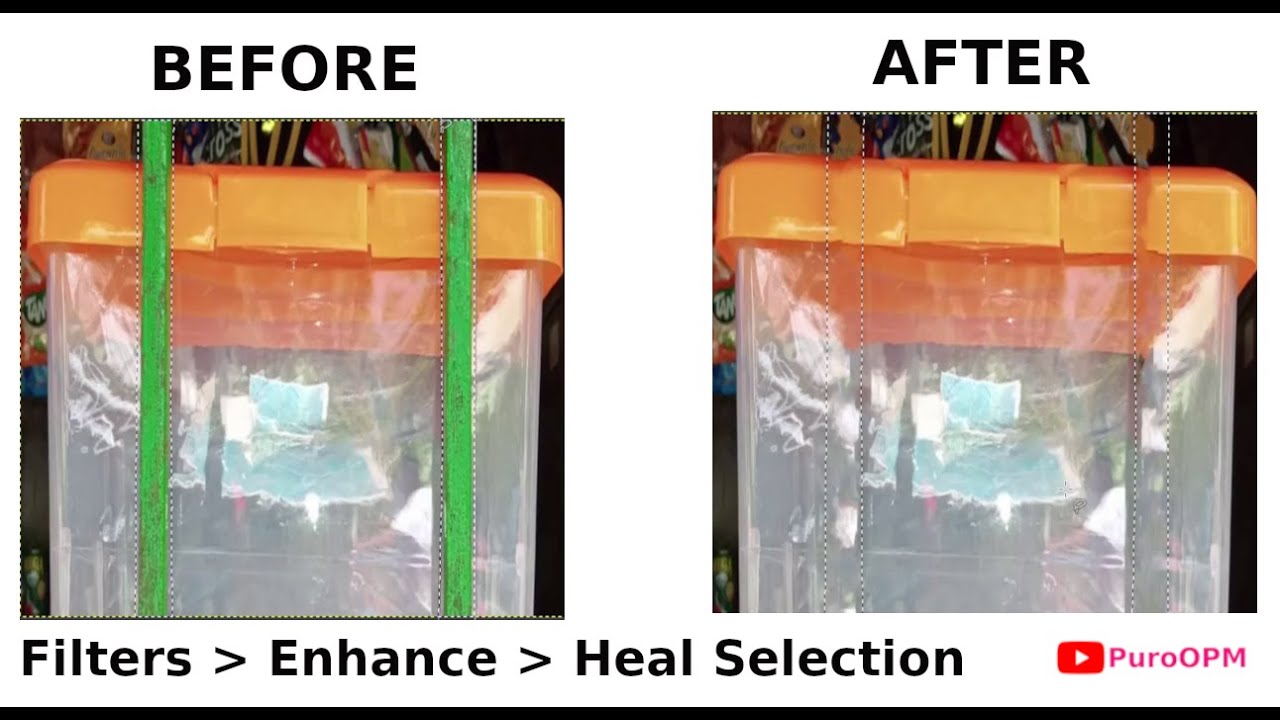 GIMP heal is the equivalent of Photoshop content-aware - YouTube