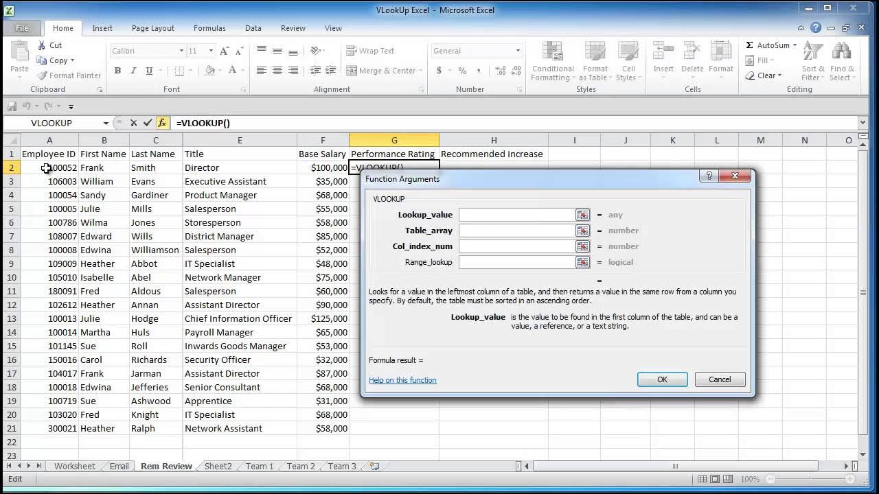 Excel 2010 VLookUp Tutorial for HR Practitioners using examples commonly encountered in HR - YouTube