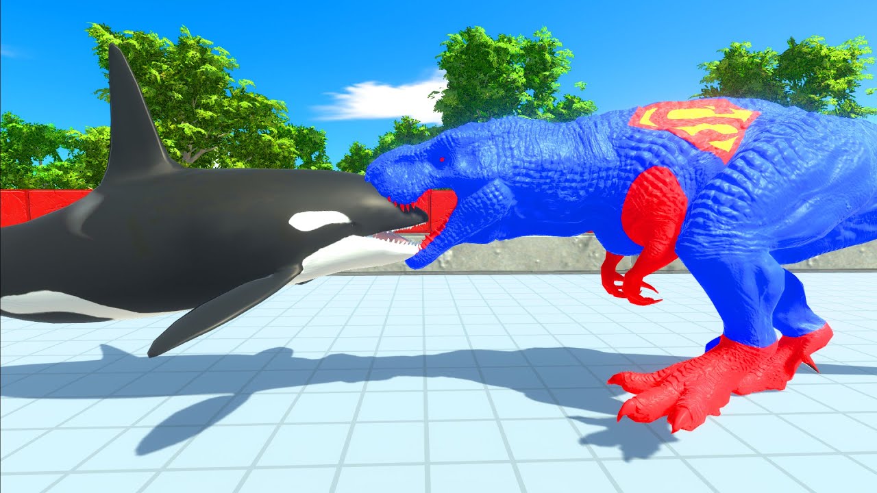 ORCA vs SUPERMAN T-REX DEATH RUN - Animal Revolt Battle Simulator - YouTube
