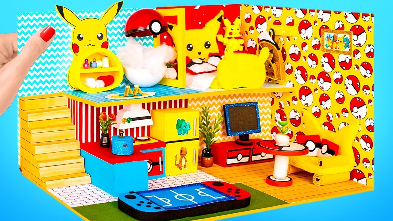 DIY Pikachu Toys! How to Build Pokemon House From Cardboard - YouTube