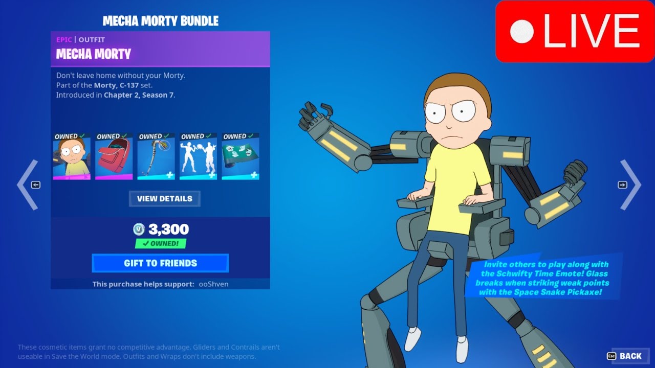 🔴 RICK & MORTY FORTNITE ITEM SHOP Today LIVE! (Fortnite Season 4) - YouTube
